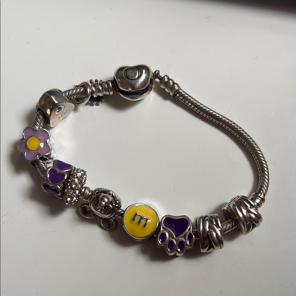 Pandora | Jewelry | Pandora Silver And Purple Charm Bracelet With ...